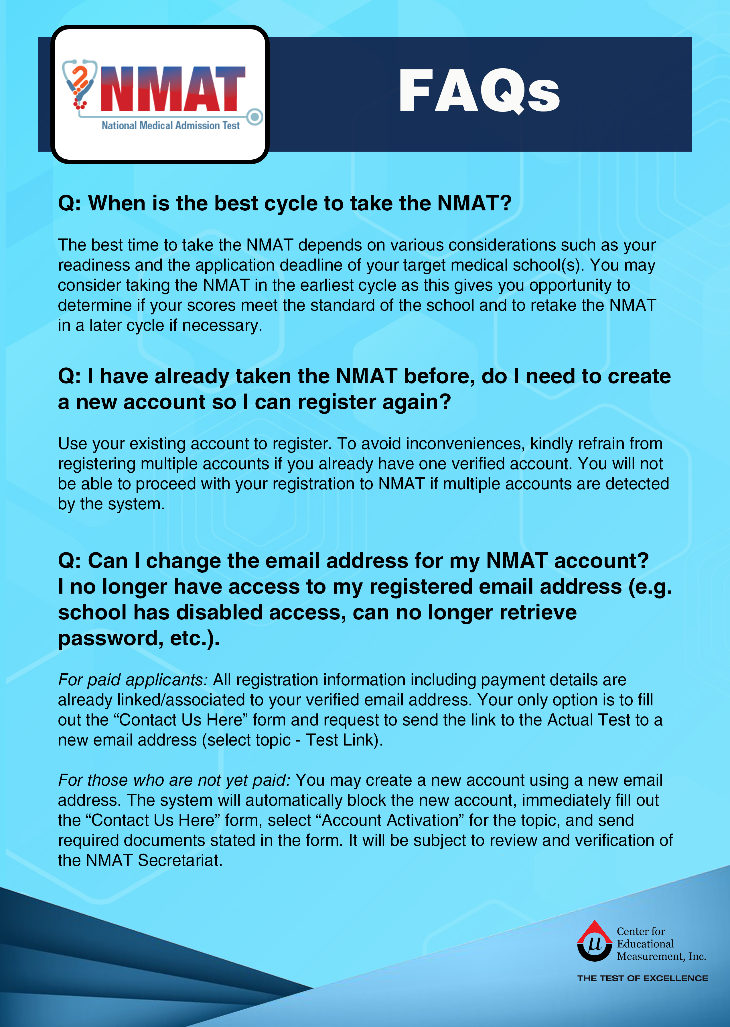 NMAT Online Registration System